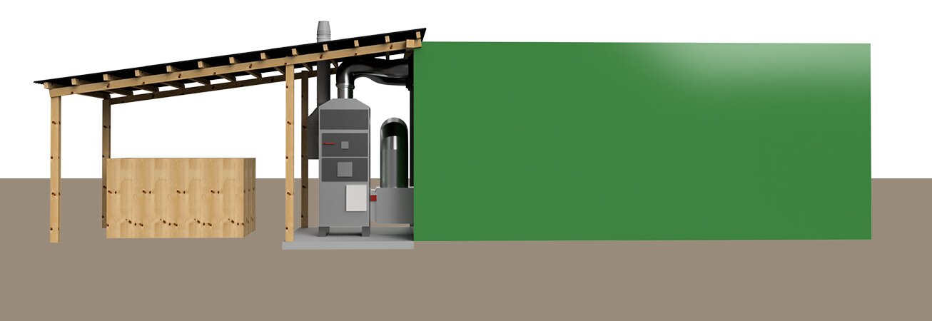 Drying kiln, Wood-fired. Dry firewood, Kindling, almost anything.